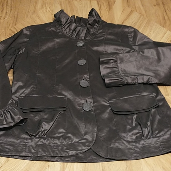 Flair | Jackets & Coats | Flair Iridescent Ruffled Collar Jacket L ...